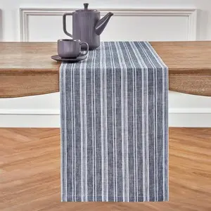 SOLINO HOME Linen Table Runnerchelsea Stripe - Navy And White