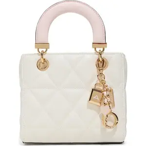 Aldo Florensee Quilted Faux Leather Top Handle Bag - White/light Pink