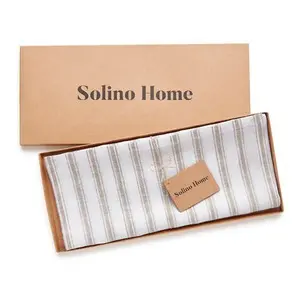 SOLINO HOME Linen Table Runnercapri Ticking Stripe