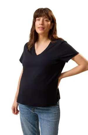 KINDRED BRAVELY Classic Modal V-neck T-shirt - Black