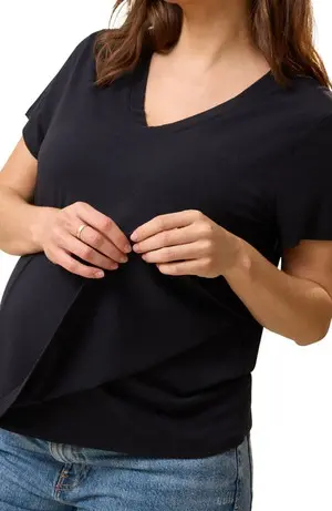 KINDRED BRAVELY Classic Modal V-neck T-shirt - Black