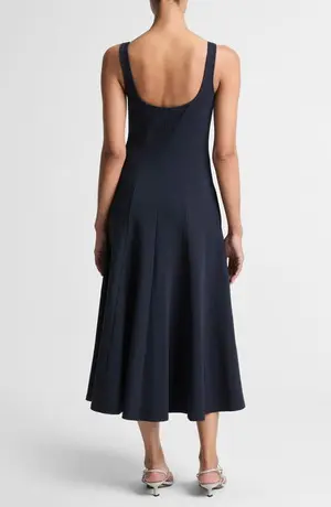 Vince Square Neck Fit-and-flare Midi Dress - Eclipse
