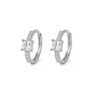 DLORIA Square-cut Huggie Hoop Earrings - Silver