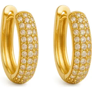 DLORIA Nadia Pavé Huggie Hoop Earrings - Gold