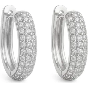 DLORIA Nadia Pavé Huggie Hoop Earrings - Silver