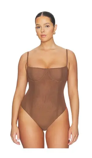 Good American Mesh Bustier Bodysuit Top