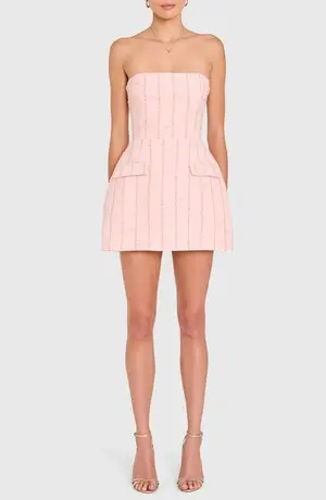 Amanda Uprichard Metallic Windowpane Plaid Cocktail Romper - Mch