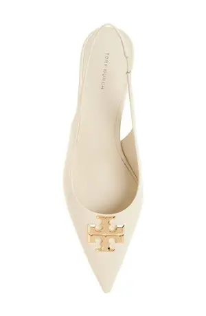 Tory Burch Eleanor Kitten Heel Slingback Pump - Light Cream/gold