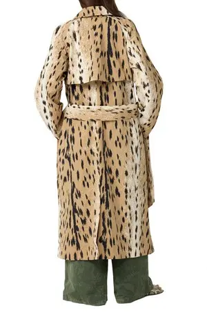 Diane Von Furstenberg Kamirah Animal Print Trench Coat - Leopard Fa