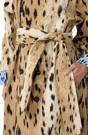 Diane Von Furstenberg Kamirah Animal Print Trench Coat - Leopard Fa