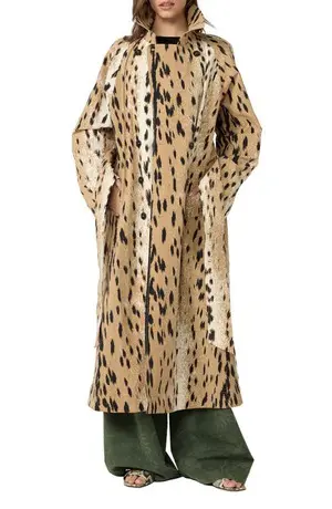 Diane Von Furstenberg Kamirah Animal Print Trench Coat - Leopard Fawn Neutral Big