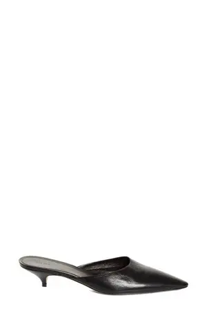 THE ROW Liisa Pointed Toe Kitten Heel Mule - Black