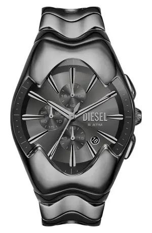DIESEL® Mercurial Gunmetal Tonneau Chronograph Bracelet Watch - Gray