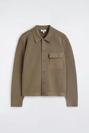 Cos Knitted Cotton Jacket With Chest Pocket - Brown