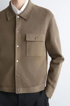 Cos Knitted Cotton Jacket With Chest Pocket