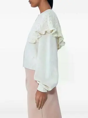 Chloé Cable-knit Ruffled-collar Cardigan - Neutrals