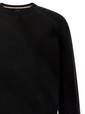 BOSS Raglan Sleeve Crew Neck Sweater - Black