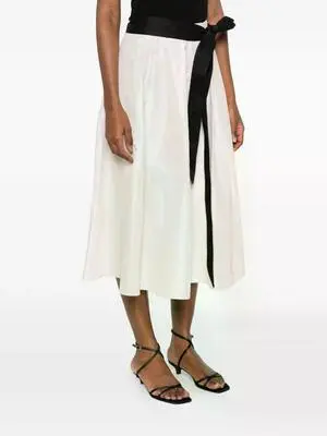 Max Mara Belted Pleated Midi Skirt - Neutrals
