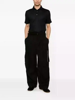 Zegna Button Wool Polo Shirt - Black