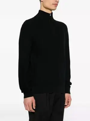 Zegna Zip Neck Sweater - Black