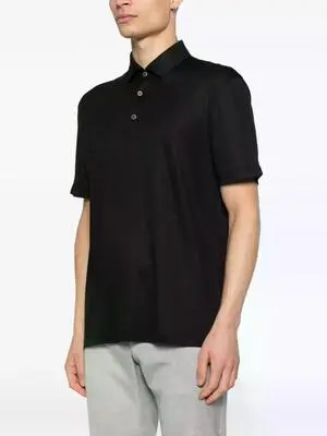 Zegna Buttoned Wool Polo Shirt - Black