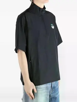 MALBON Short Sleeve Zip Embroidered T-shirt