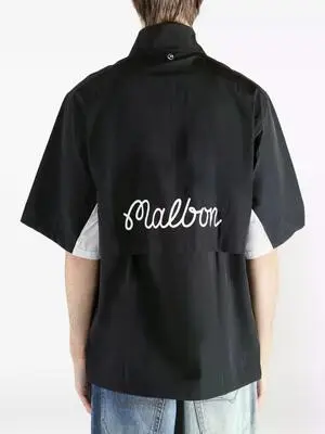 MALBON Short Sleeve Zip Embroidered T-shirt