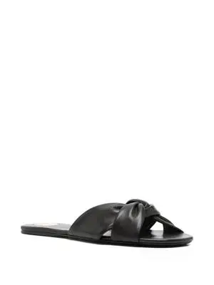 Saint Laurent Twisted Leather Sandals - Black