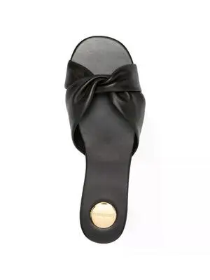 Saint Laurent Twisted Leather Sandals - Black
