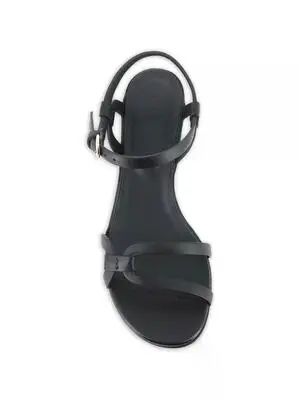DEL CARLO Leather Buckle Strap Sandals - Black