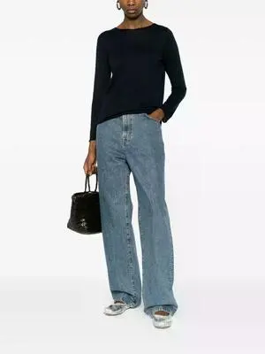 BEYOU Long Sleeve Crew Neck Sweater - Blue