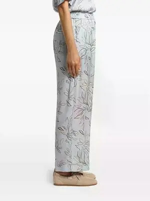 Peserico Printed Satin Trousers - Blue