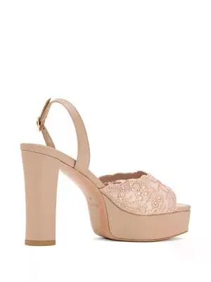 NICOLI Lace Embellishment Platform Sandals