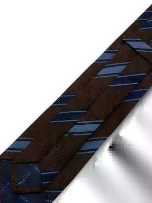 FERRAGAMO Striped Silk Necktie - Brown