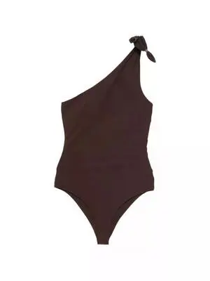 Brunello Cucinelli One-shoulder Knot-detail Swimsuit - Brown