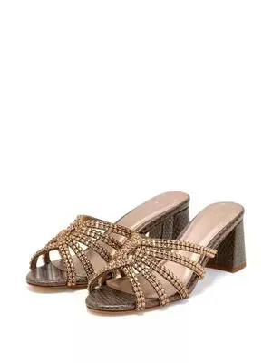 NICOLI Rhinestone Embellished Strappy Sandals