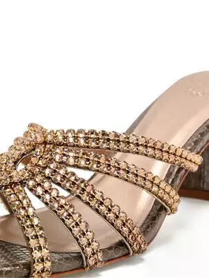 NICOLI Rhinestone Embellished Strappy Sandals