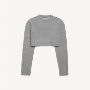 Balenciaga Open-knit Cashmere Cropped Crewneck - Grey & Silver