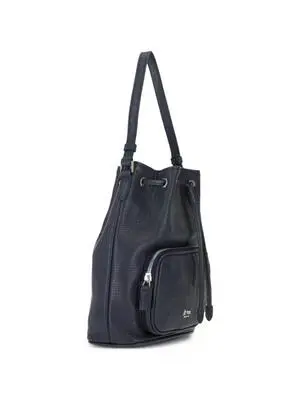 LA ROSE Leather Bucket Bag - Blue