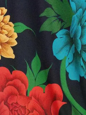 La DoubleJ Floral Ruched Punto Milano Dress - Blue