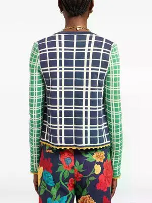 La DoubleJ Tie-front Checked Cardigan