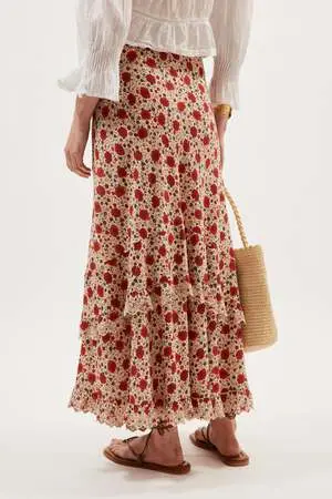 Rixo Aenor Eva Floral Print Skirt