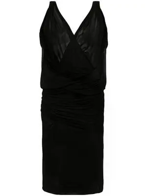 Saint Laurent Plunge Ruched Midi Dress