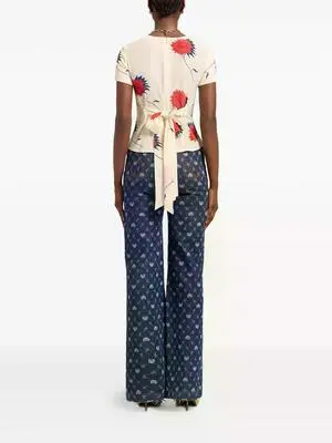 La DoubleJ Check Print Bell-bottom Jeans