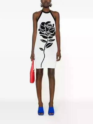 Balmain Rose-intarsia Halterneck Minidress