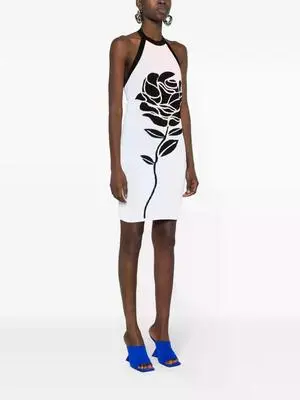 Balmain Rose-intarsia Halterneck Minidress