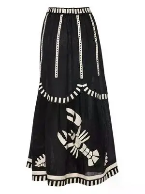 ERES Illustrated Tiered Maxi Skirt - Black