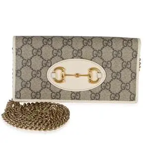 Gucci Gg Supreme Monogram Azalea Calfskin Horsebit 1955 Wallet On Chain - White