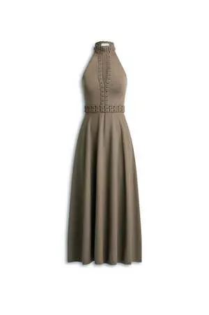 Scanlan Theodore Crepe Knit Daisy Sleeveless Dress - Army