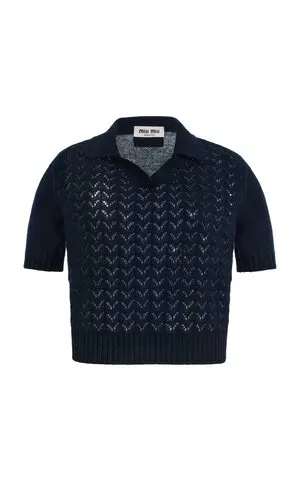 Miu Miu Cashmere Polo Shirt - Navy